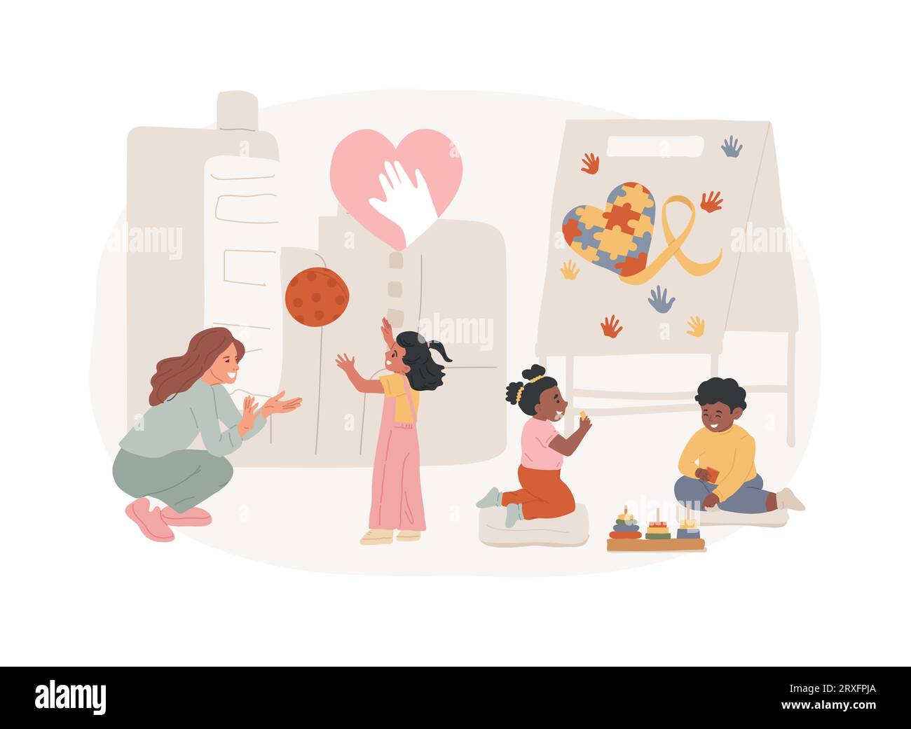 Autism center isolated concept vector illustration. Learning disability ...