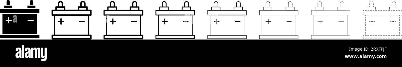 Set of Car Battery different line shapes, thin line design vector ...