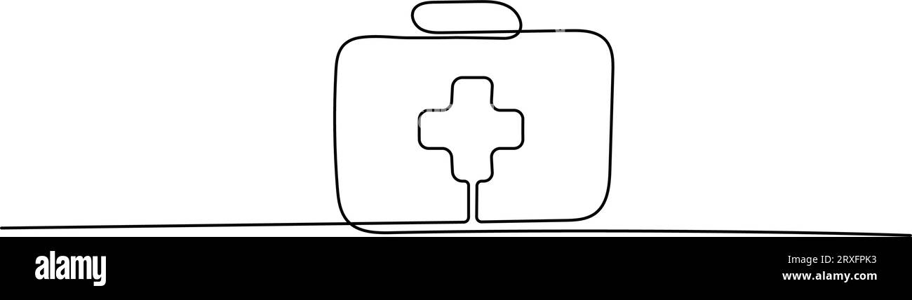Medical Briefcase drawing by continuous line, thin line design vector ...