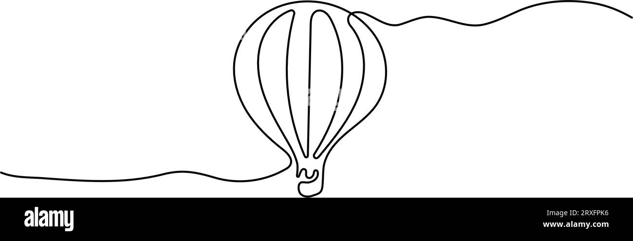 Travel Balloon shape drawing by continuous line, thin line design ...
