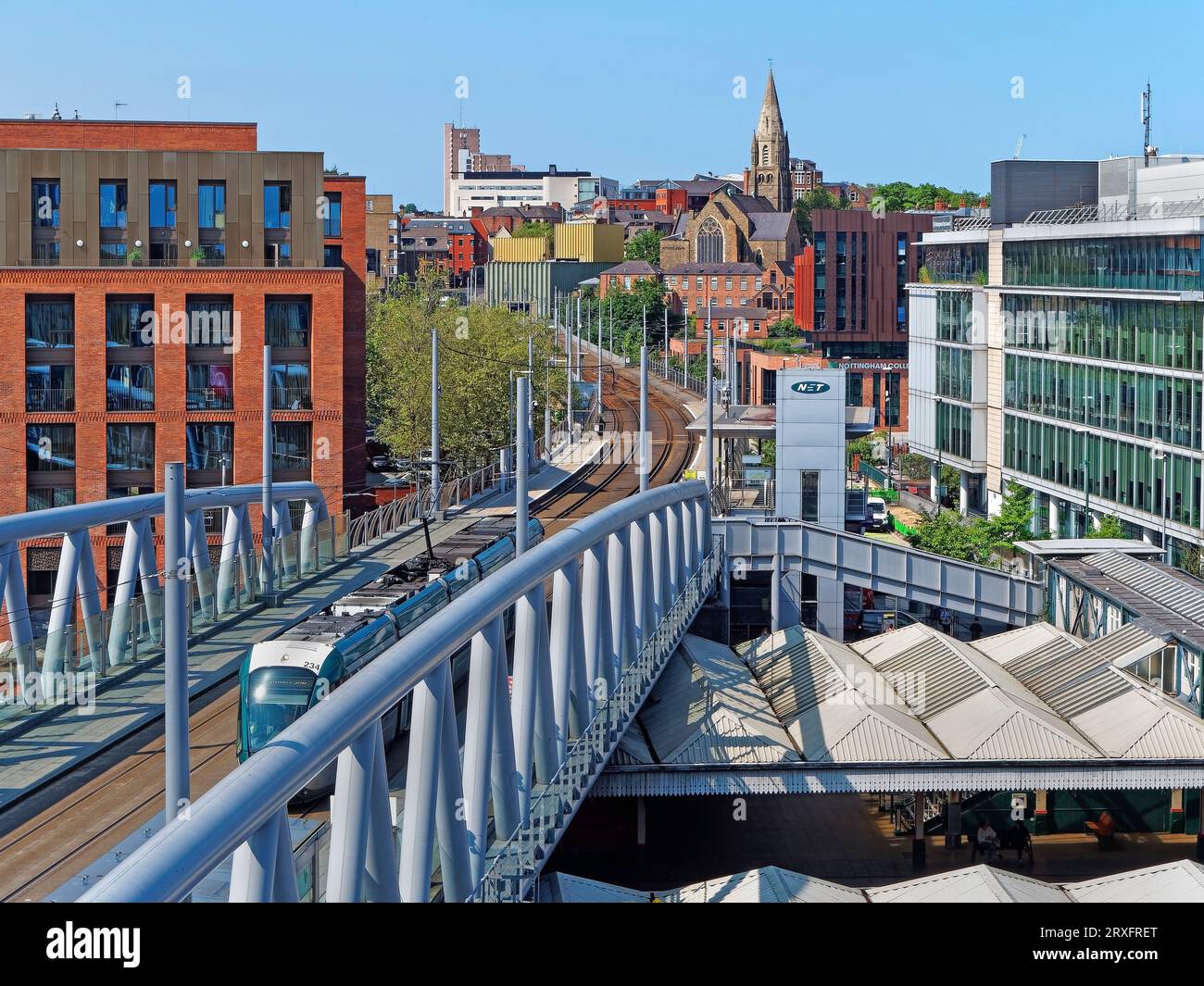 UK, Nottingham, Nottingham Express Transit at Nottingham Railway ...