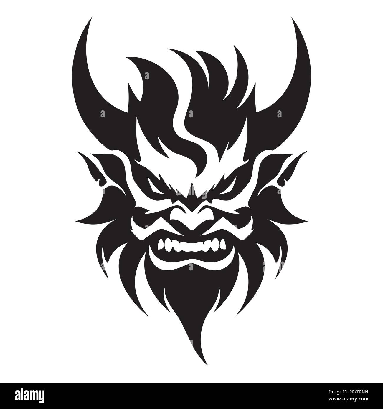 Vector illustration. Male portrait of a malevolent laughing devil ...
