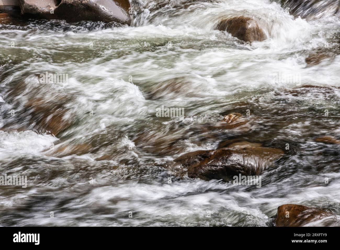Fast flowing current on the Little River (near Townsend) in the Great ...