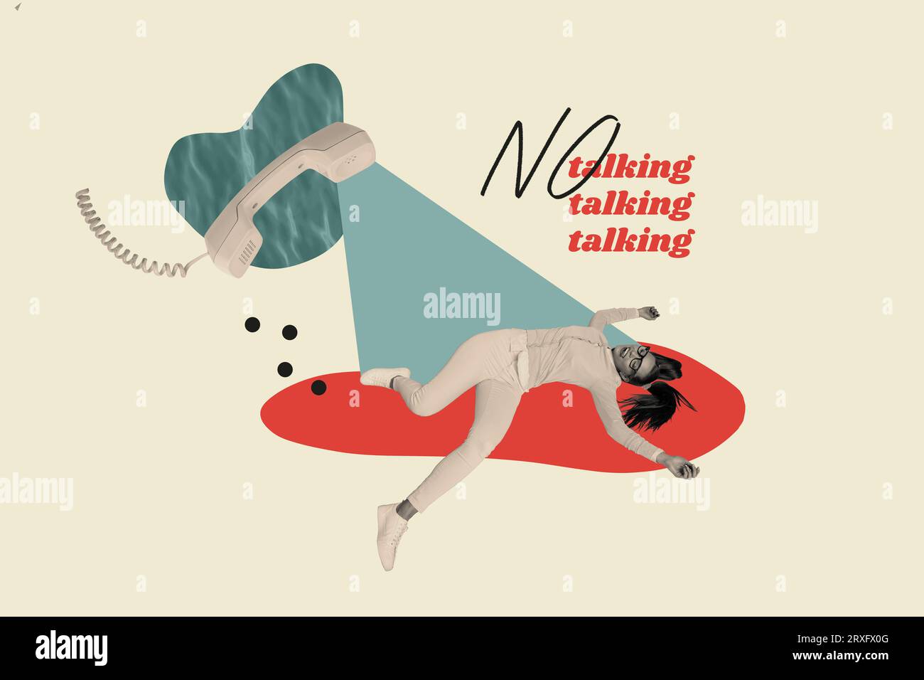 Collage artwork illustration of funny young businesswoman workaholic ...