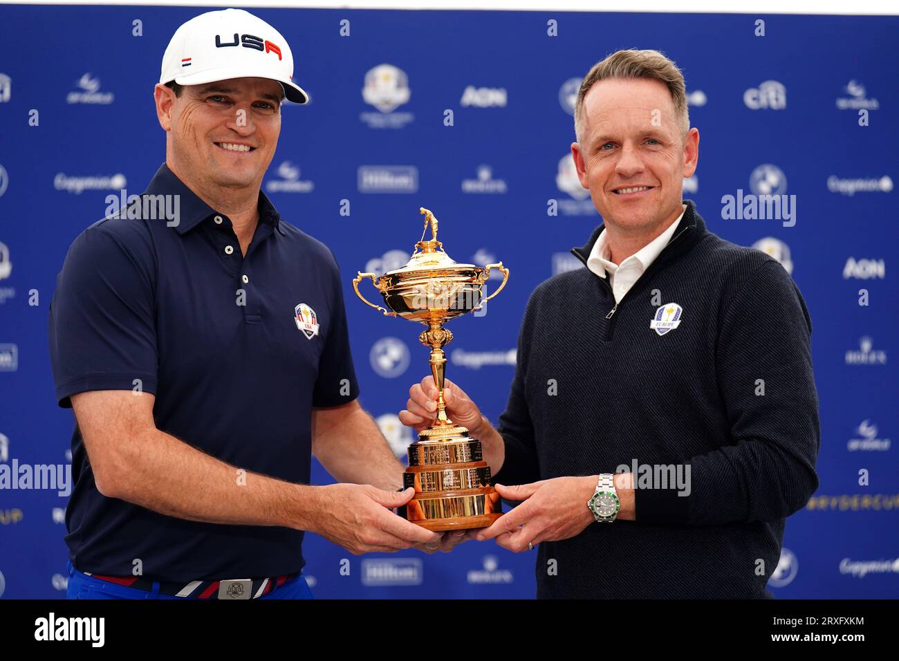 Team Europe Captain Luke Donald (right) alongside USA Captain Zach ...