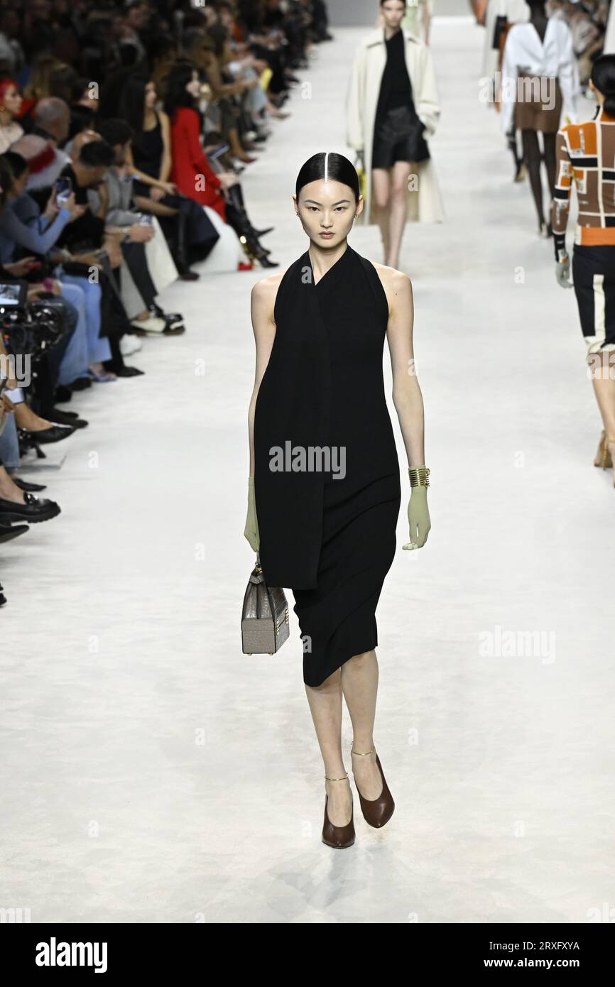 A model walks on the runway at the Fendi fashion show during the Spring ...