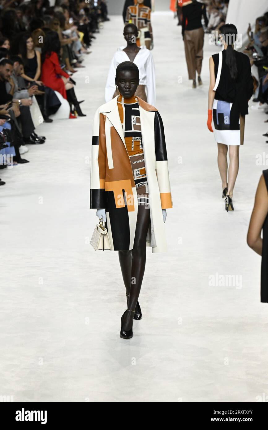 A model walks on the runway at the Fendi fashion show during the Spring ...