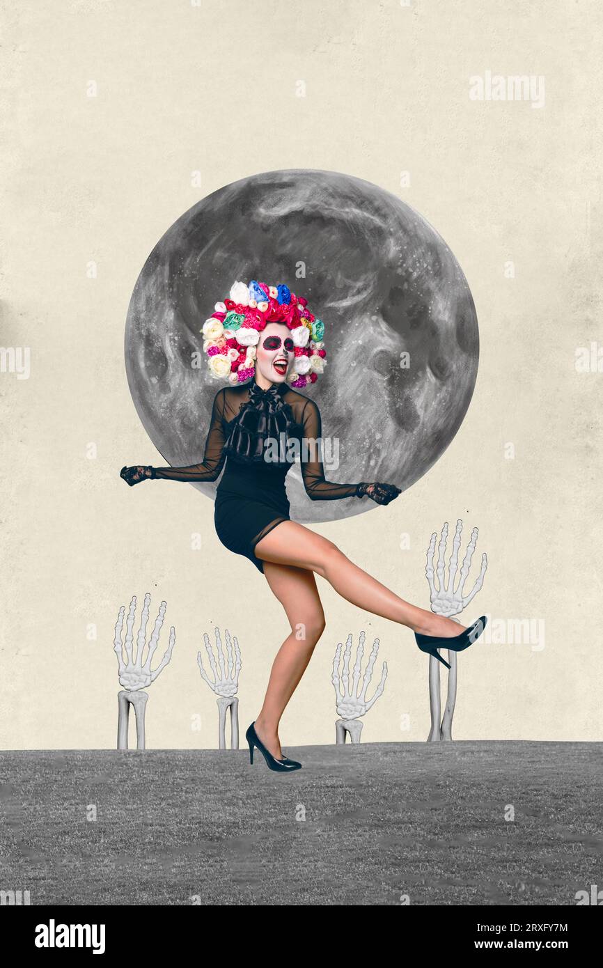 3d retro abstract creative artwork template collage of dancing disco ...