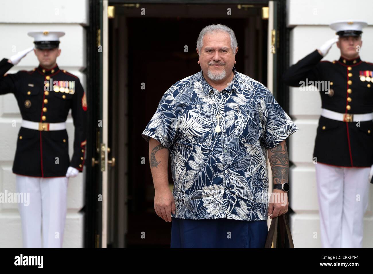 French Polynesia's President Moetai Brotherson arrives for the U.S ...