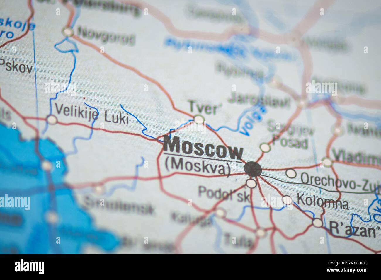 Detail of Moscow capital of Russia on the map Stock Photo - Alamy