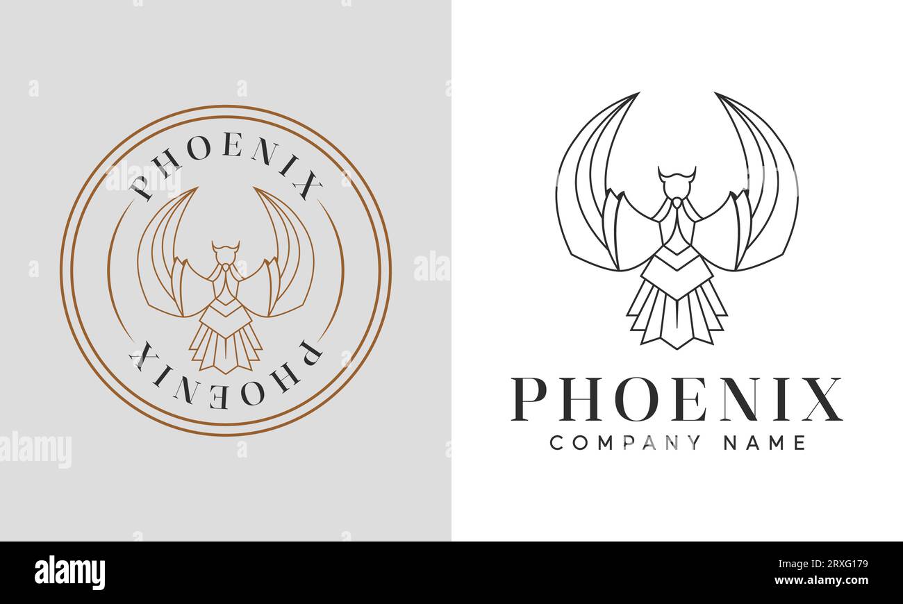 Phoenix Logo Design Power Wings Logotype Bird Icon Badge Freedom Line ...