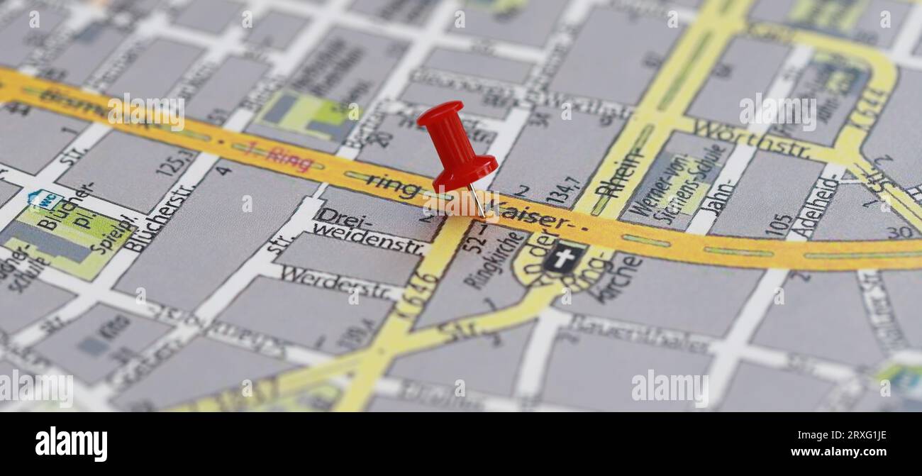 a road map with a pin Stock Photo - Alamy