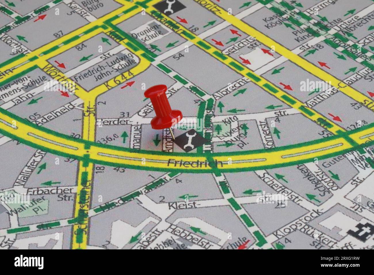 a road map with a pin Stock Photo - Alamy