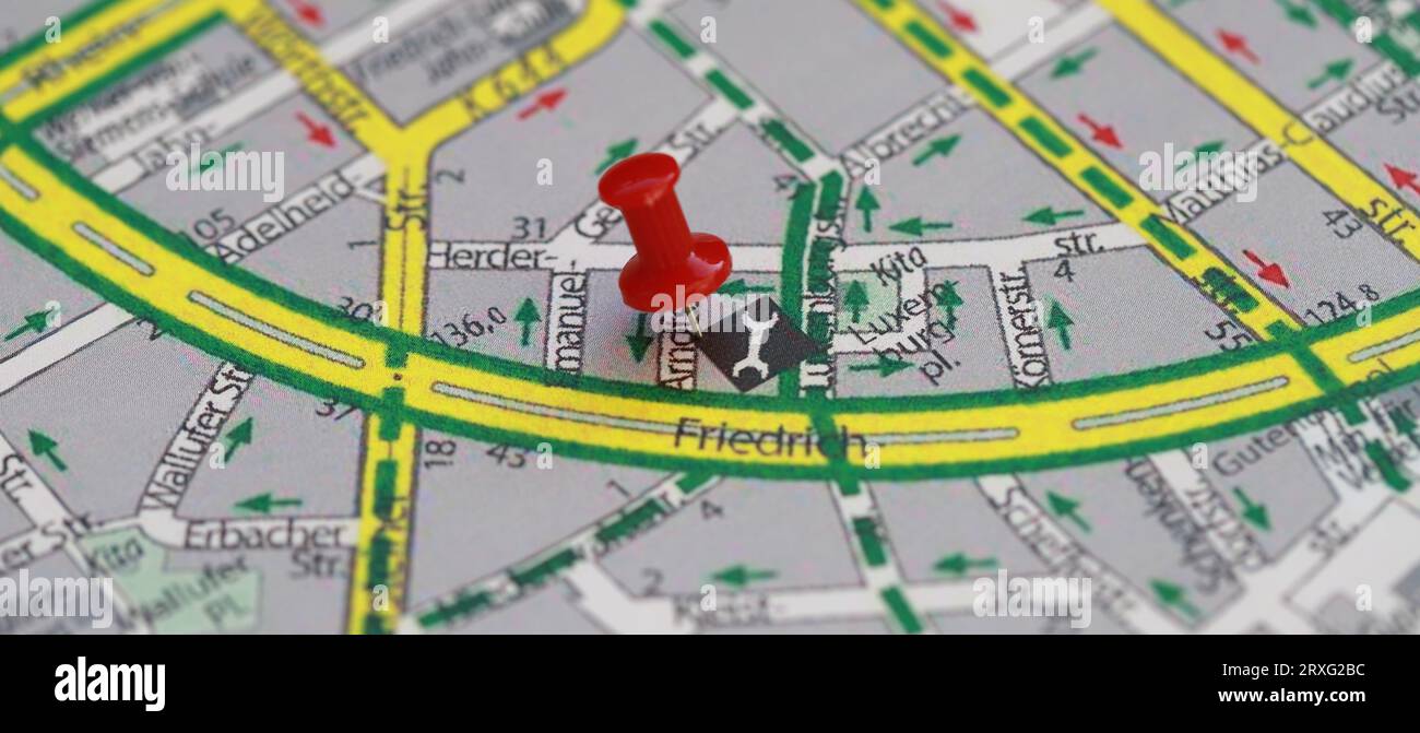 a road map with a pin Stock Photo - Alamy