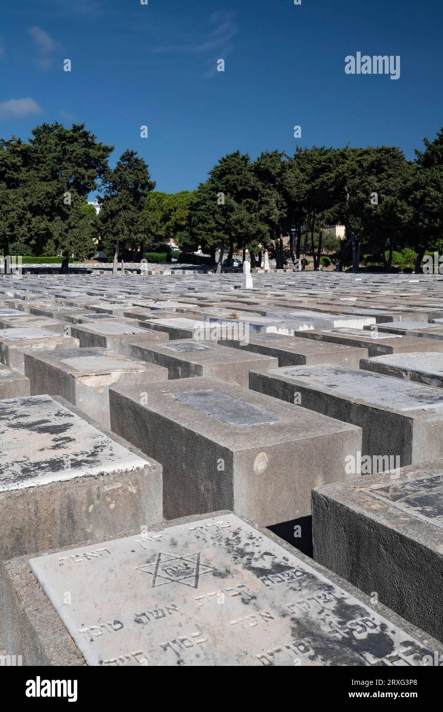 Graves from 1840 to 1938, Jewish Cemetery, Rhodes, Greece Stock Photo ...