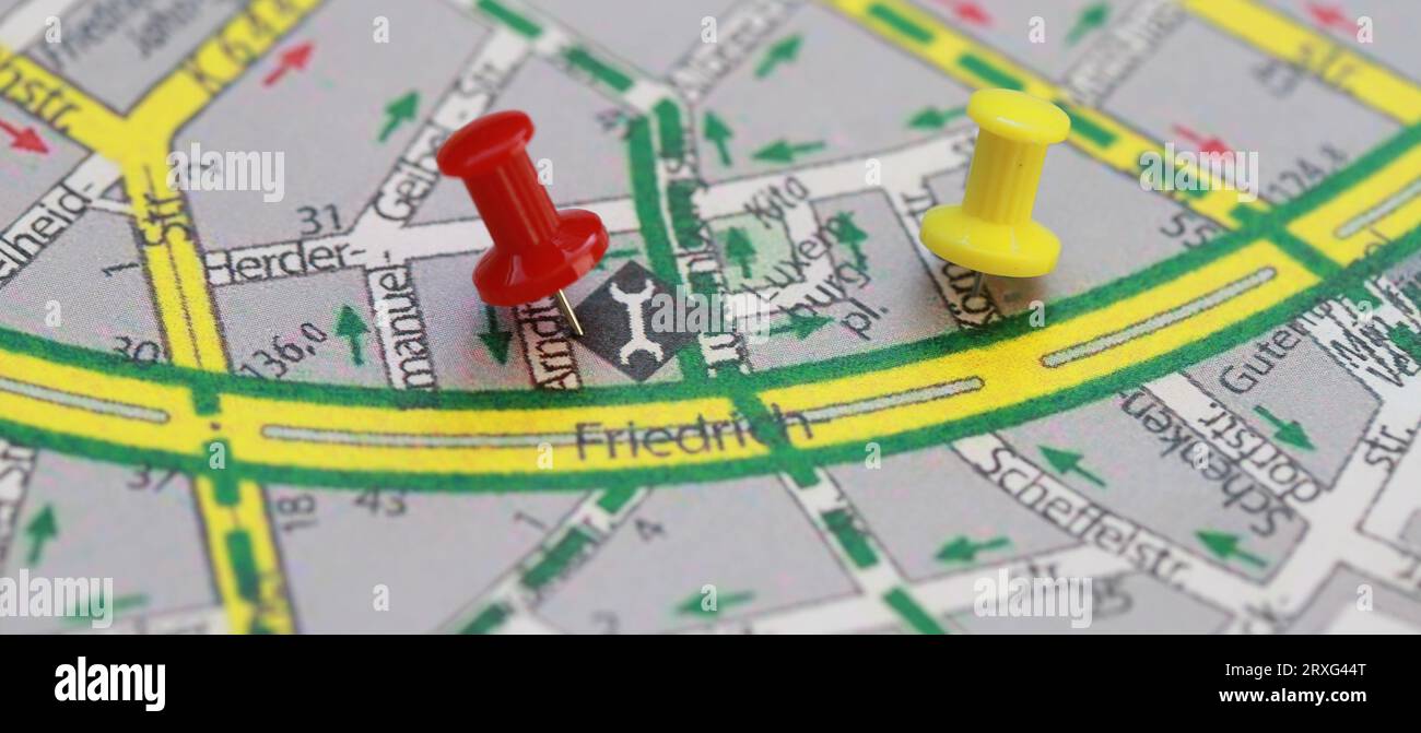 a road map with a pin Stock Photo - Alamy