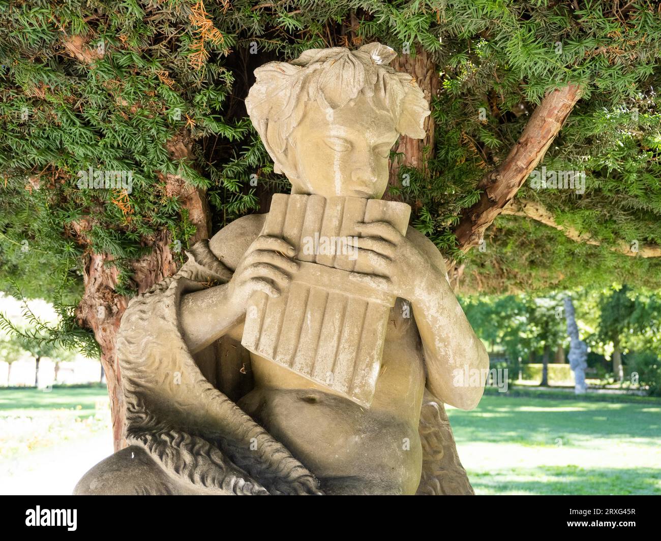 Statue of the shepherd god Pan in the Court Garden, Residenz, Wuerzburg ...