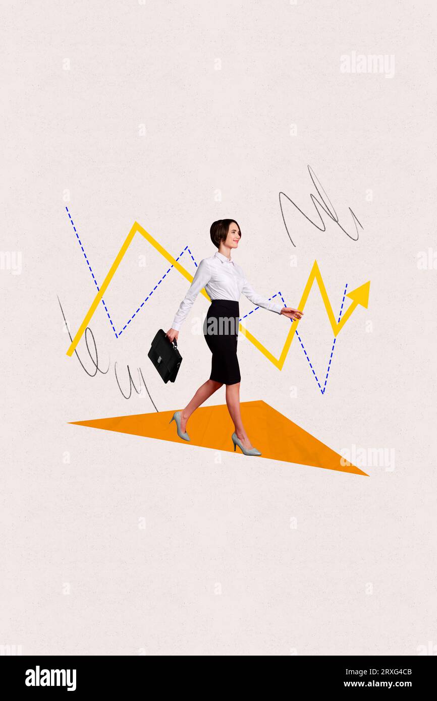 Image 3d motivational collage of successful beautiful lady going to ...