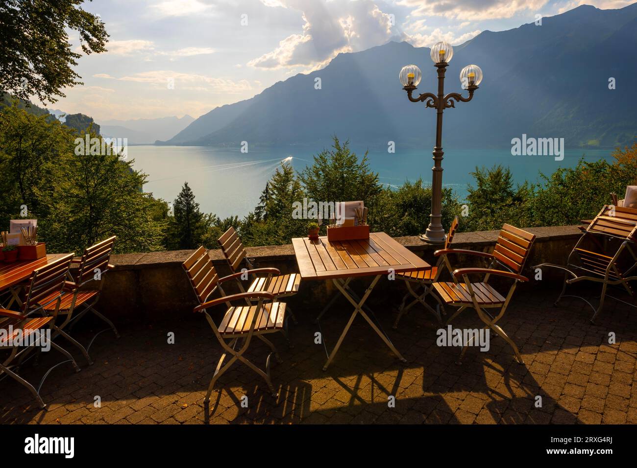 Restaurant Terrace View from The Historical Grandhotel Giessbach with ...
