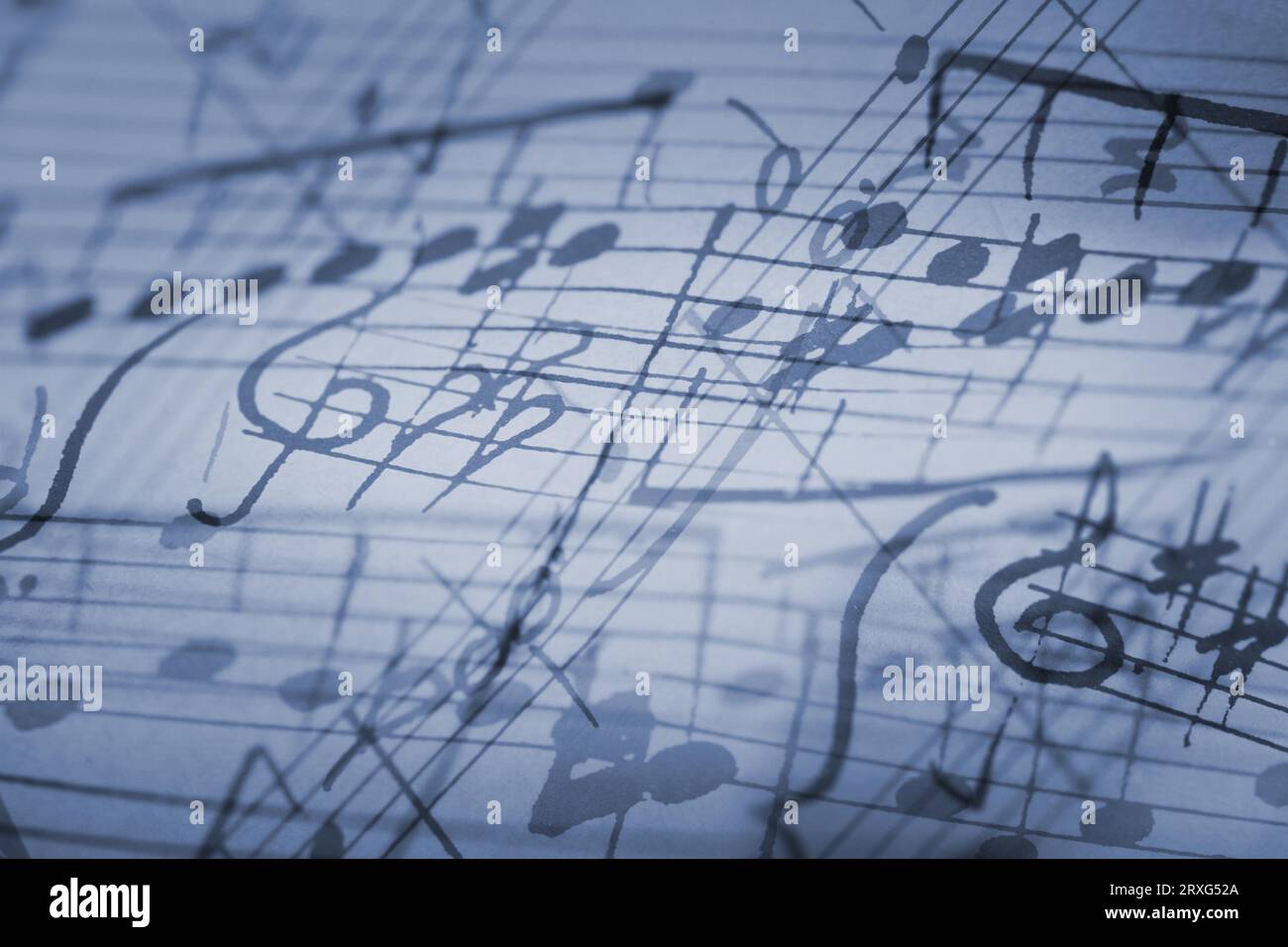 Hand-written musical notation background Stock Photo - Alamy