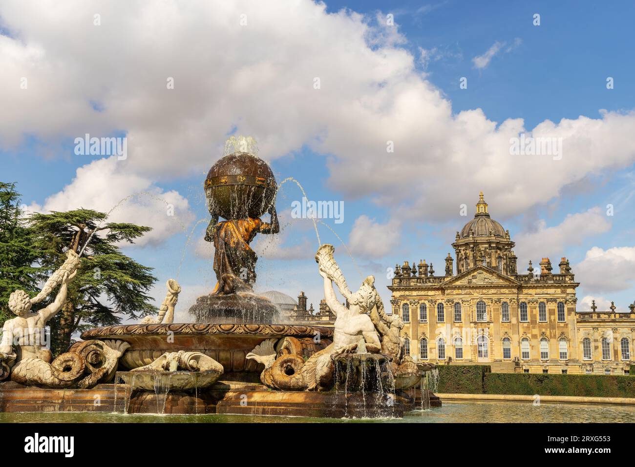 Atlas Fountain with Castle Howard in background, as viewed from the ...