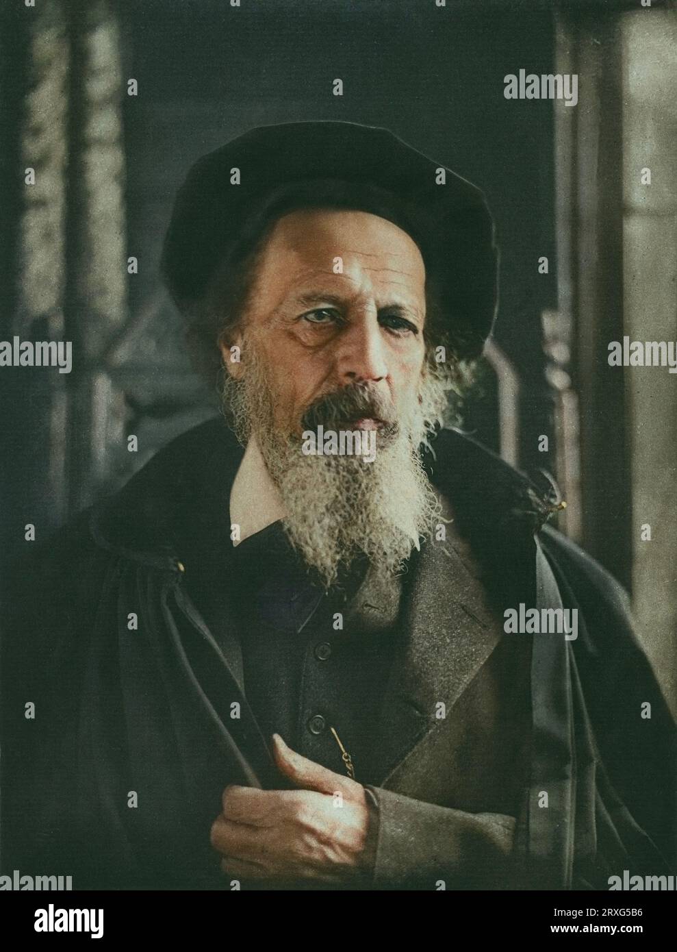 Portrait of Alfred, Lord Tennyson, 1888, London, England. He is posed ...