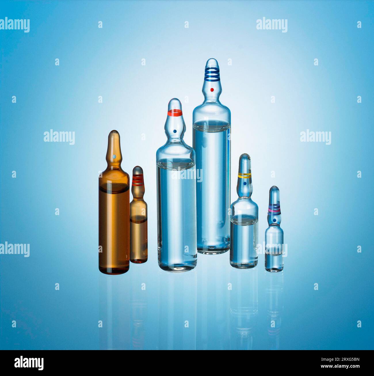 Medicine ampoules with clear liquid as Stillife photographed selective ...