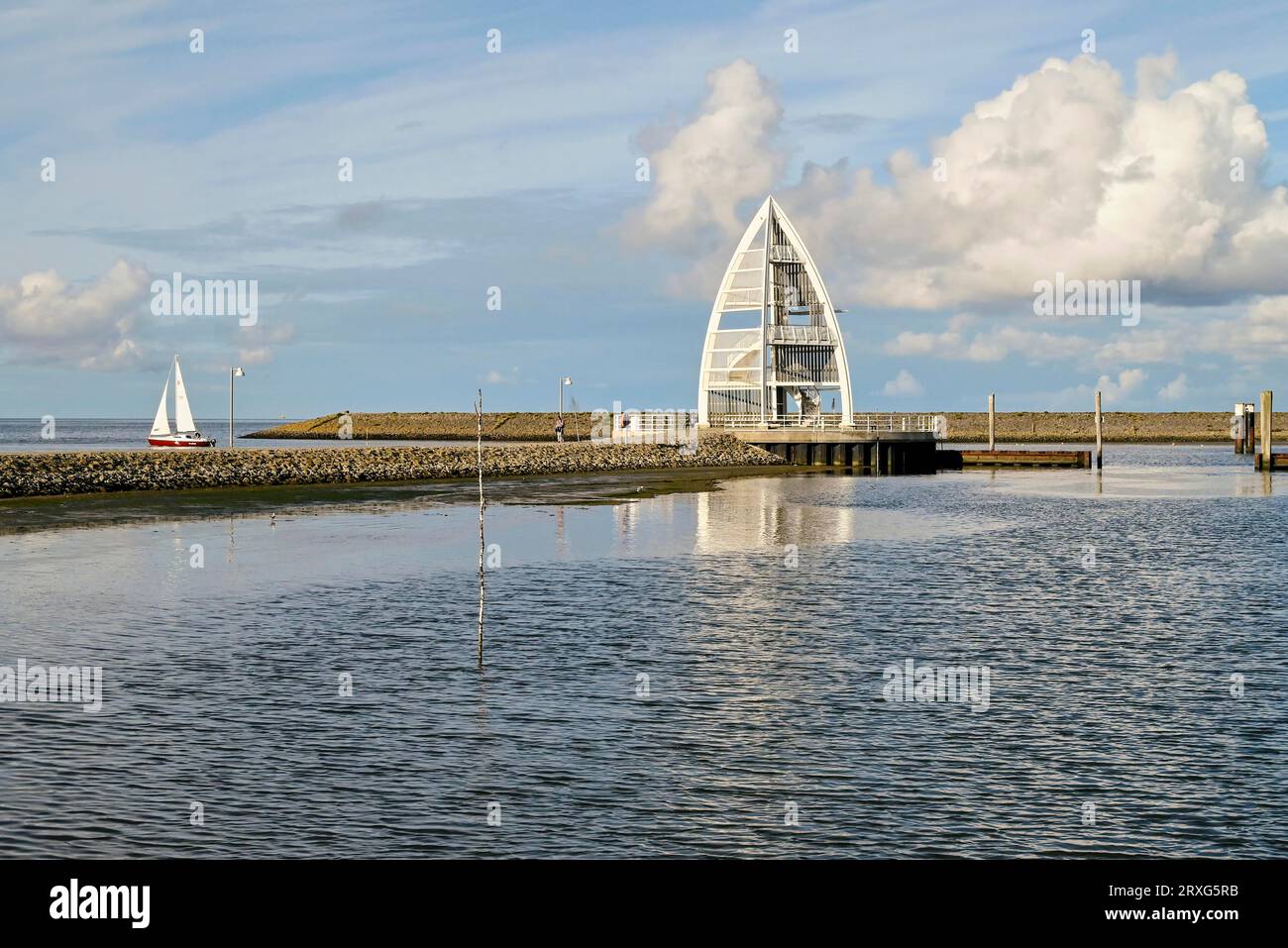 Walk-in sea mark at the harbour entrance, Juist, East Frisian Island ...