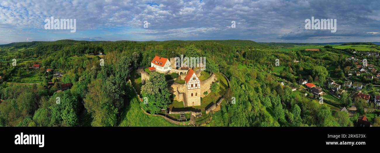 Aerial view of Koenigsberg in Bavaria with a view of Koenigsberg Castle ...