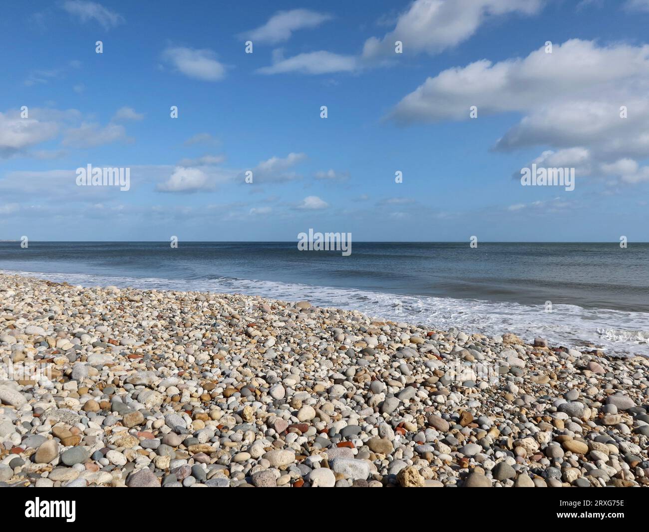 Seaham, County Durham, UK - 25 September 2023 : Glass beach covered by ...