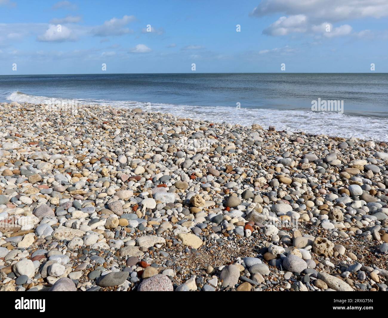 Seaham, County Durham, UK - 25 September 2023 : Glass beach covered by ...