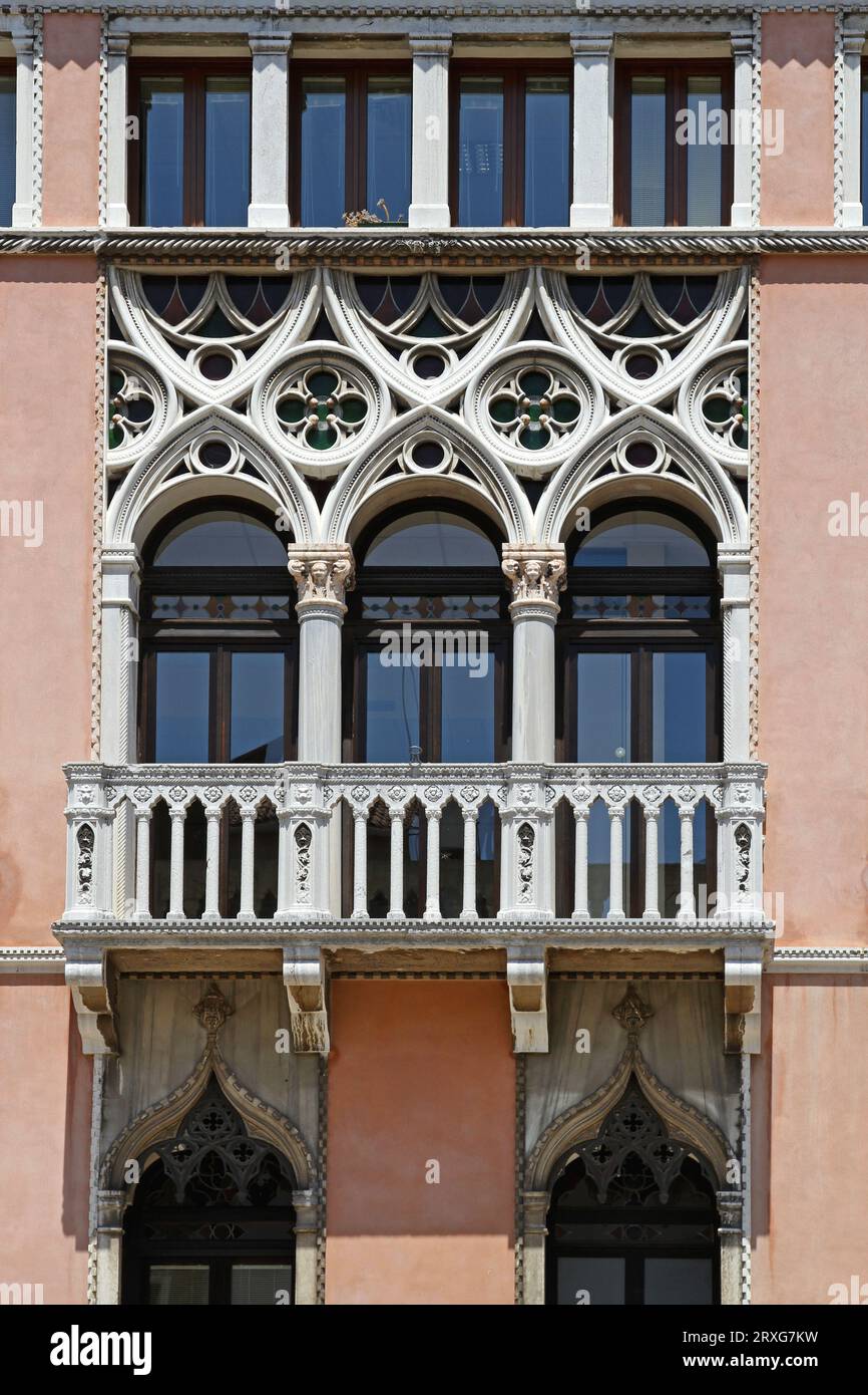 Traditional Venetian Style Windows With Marble Balcony in Venice Italy ...