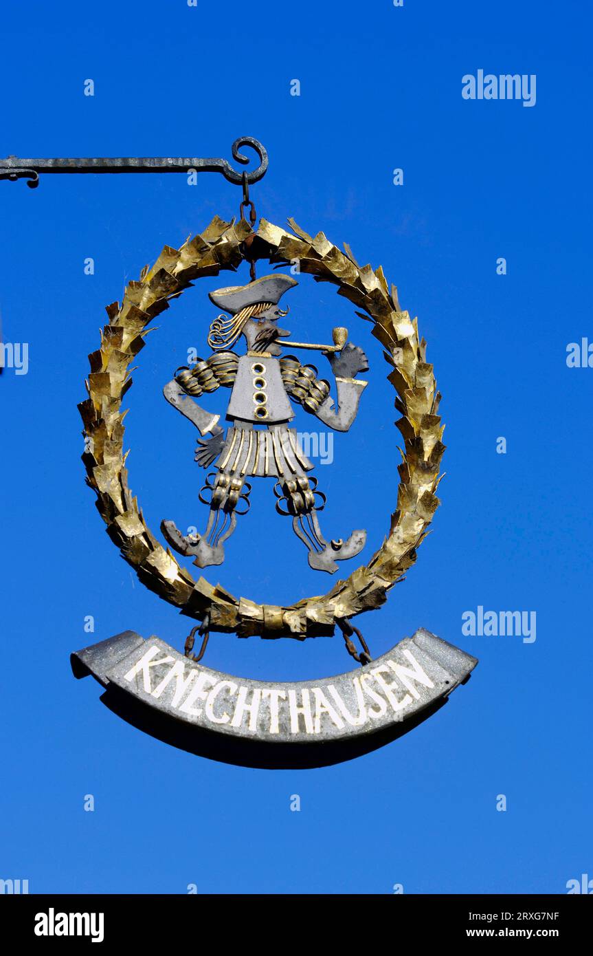 Sign of the Knechthausen restaurant and wine shop, Stade, Lower Saxony ...