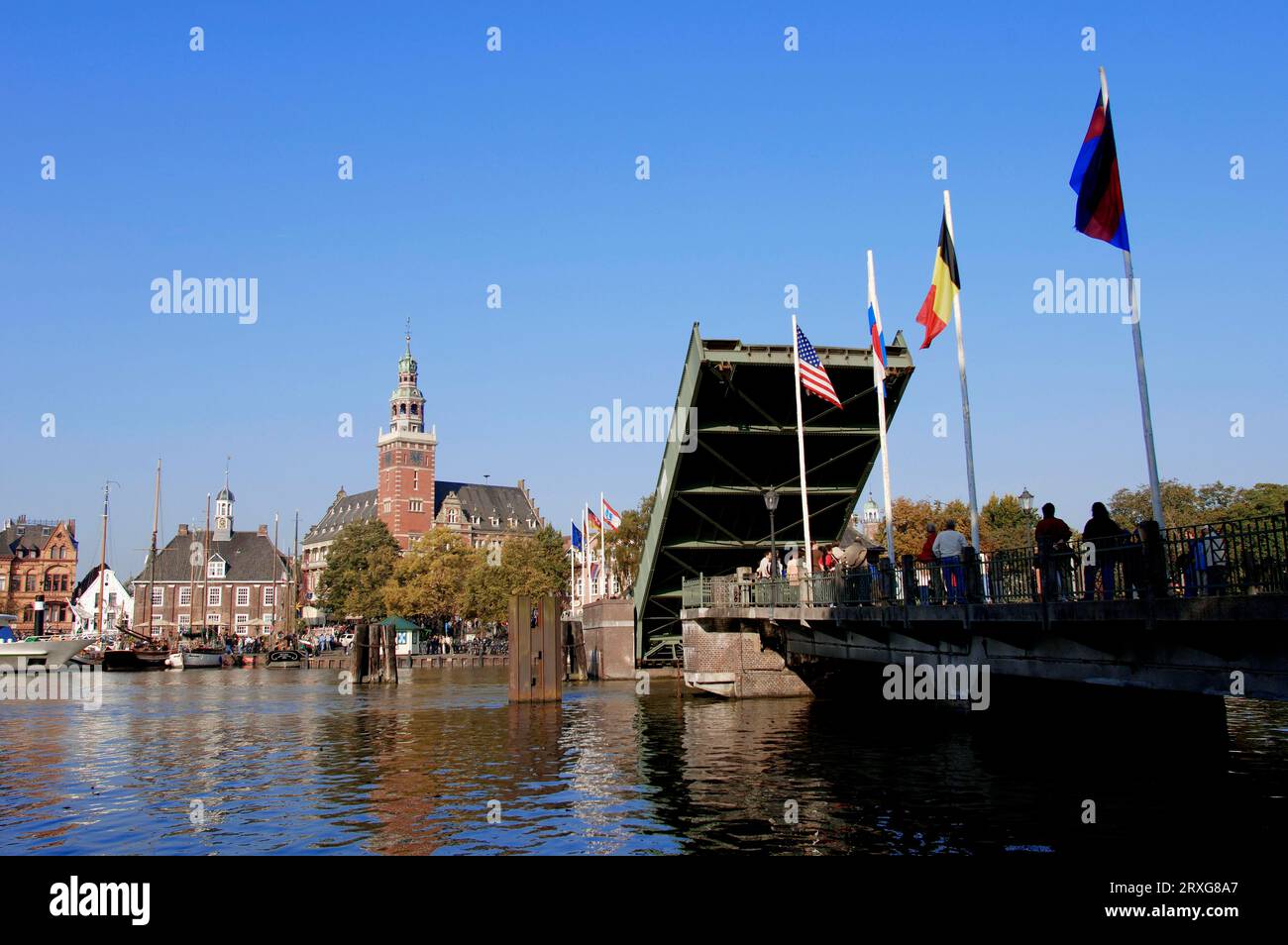 Town Hall and open bascule bridge 'Dr. Vom Bruch Bruecke', Leer, Lower ...