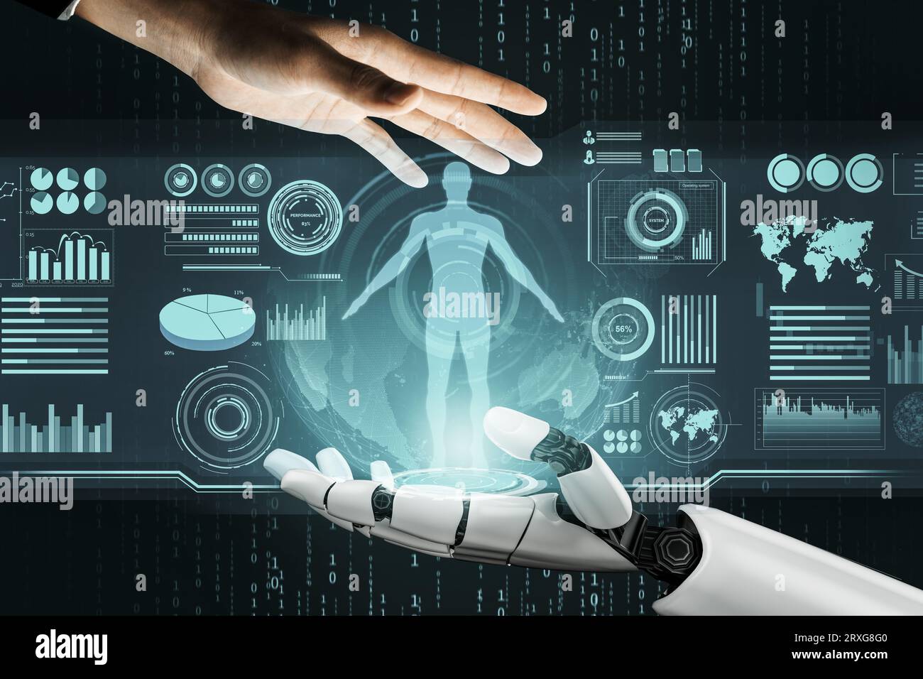 3D Rendering Futuristic robot technology development, artificial intelligence AI, and machine ...