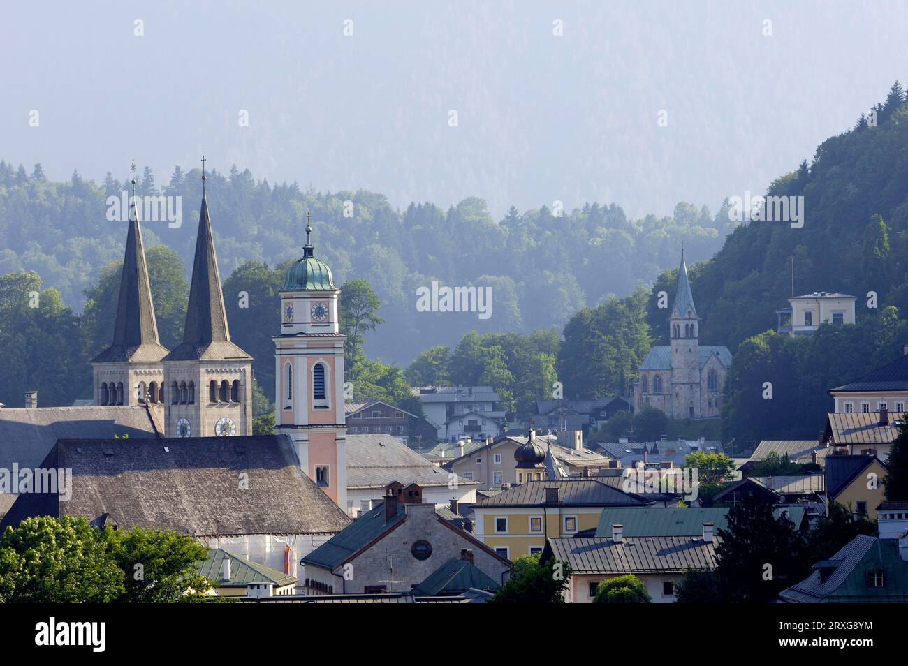 Berchtesgaden, Berchtesgaden with collegiate and parish church, Bavaria ...