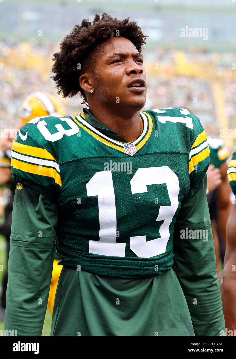 Green Bay Packers wide receiver Dontayvion Wicks (13)before the first ...
