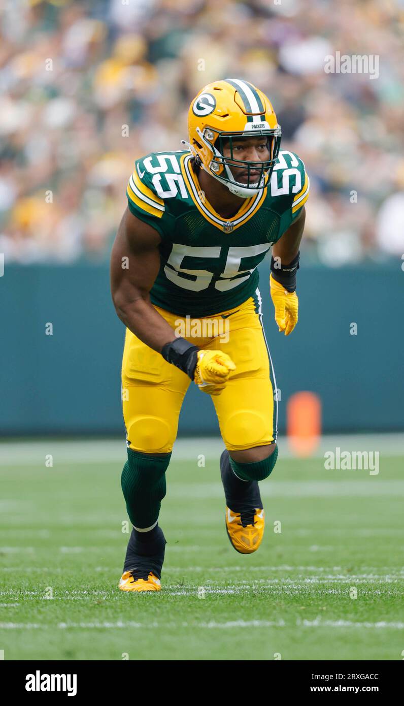 Green Bay Packers linebacker Kingsley Enagbare (55) rushes during the first half of a NFL ...