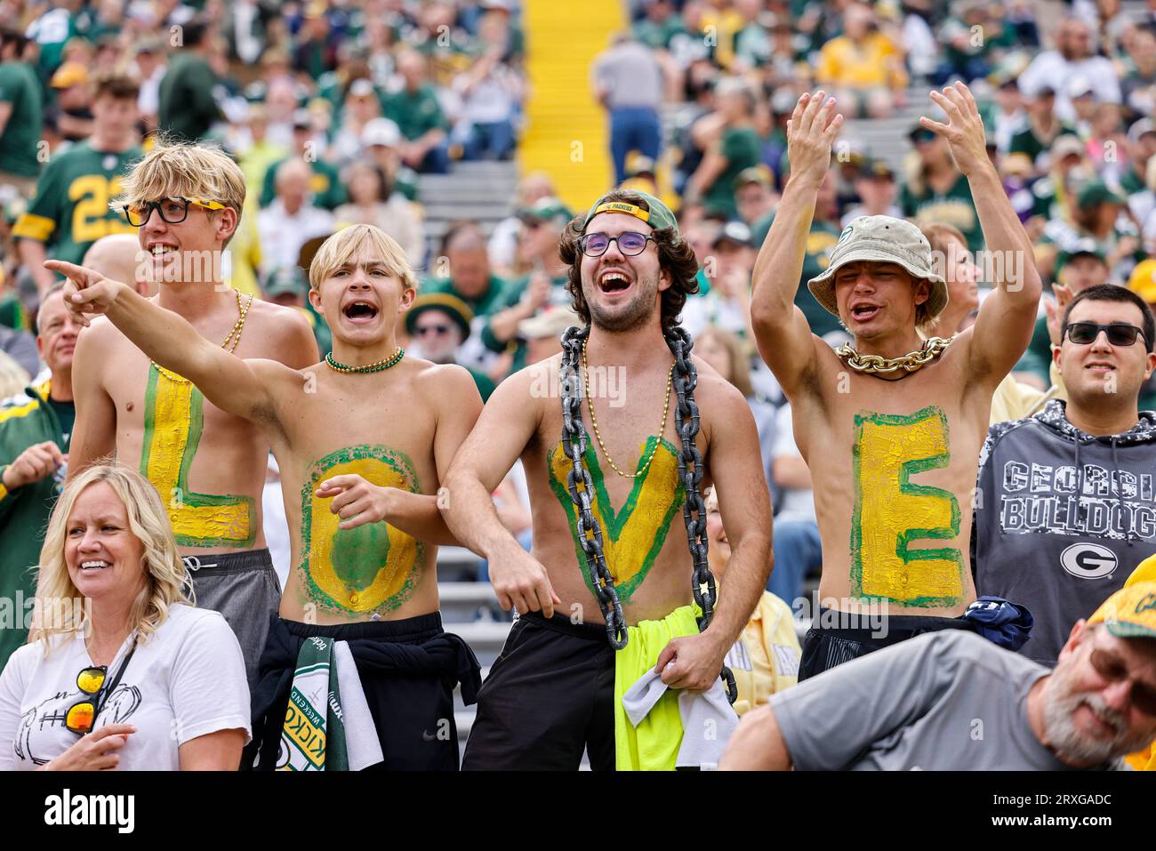 Fans cheer on the Green Bay Packers during the first half of a NFL ...