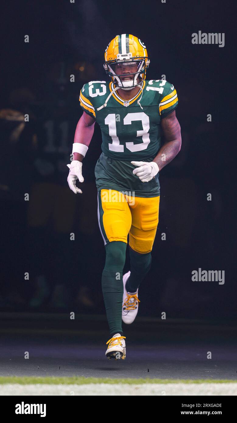 Green Bay Packers wide receiver Dontayvion Wicks (13) during ...