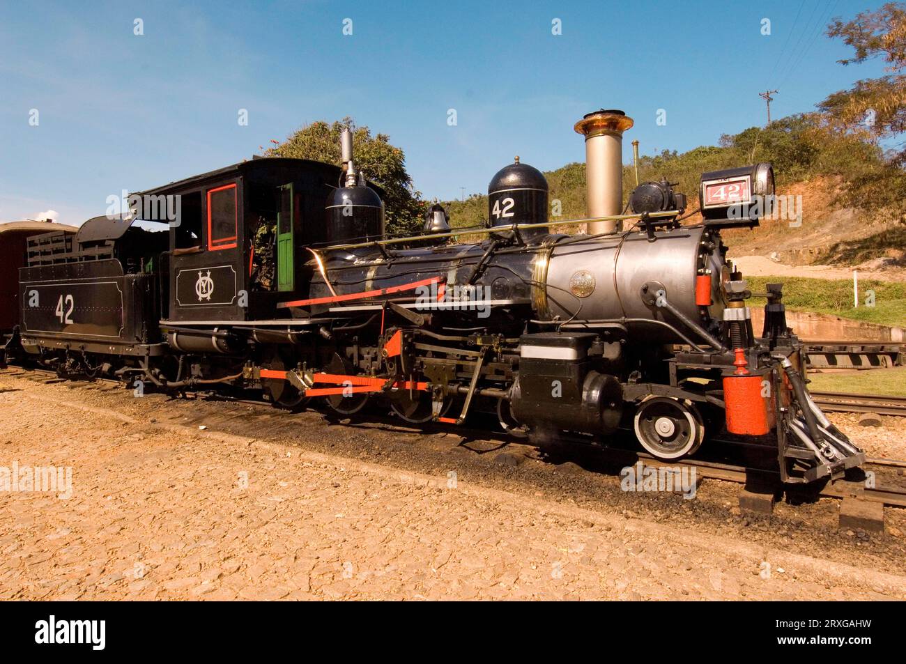 Steam locomotive in the station, Tiradentes, Minas Gerais, Brazil Stock ...