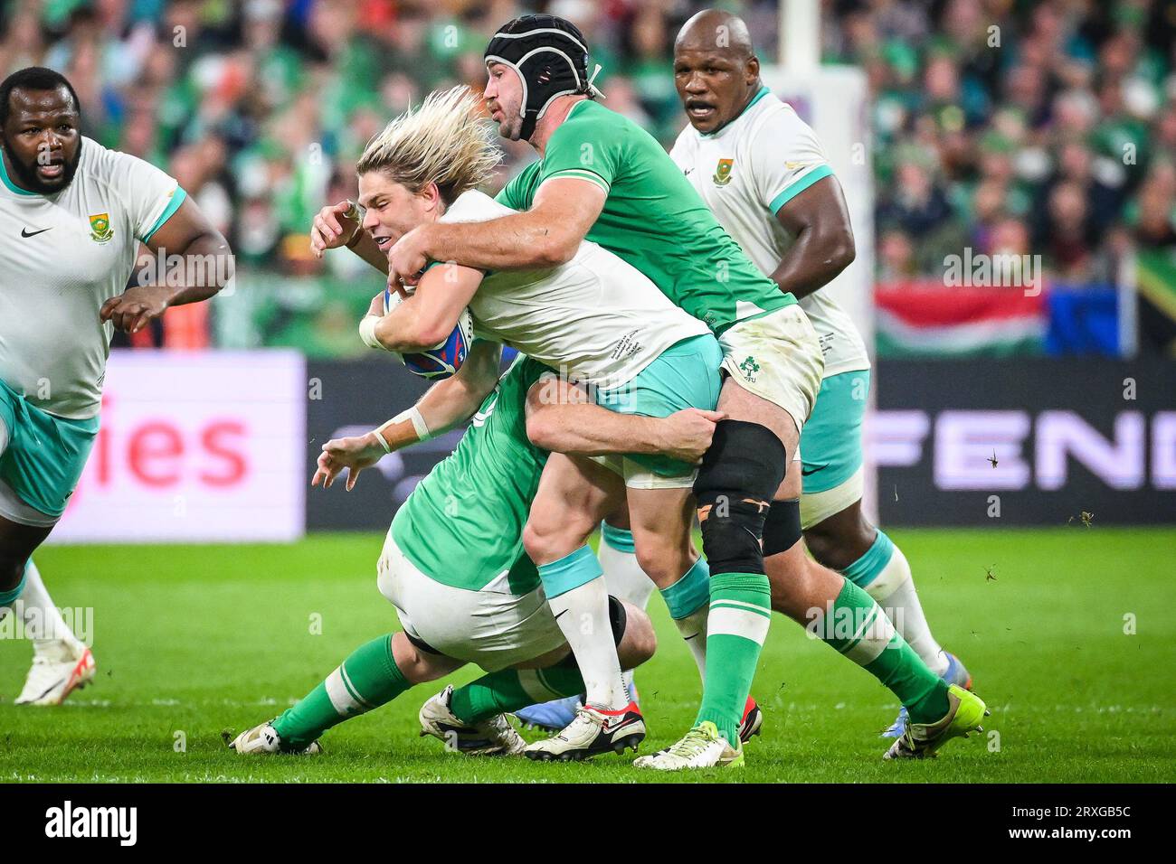 Faf DE KLERK of South Africa and Caelan DORIS of Ireland during the ...