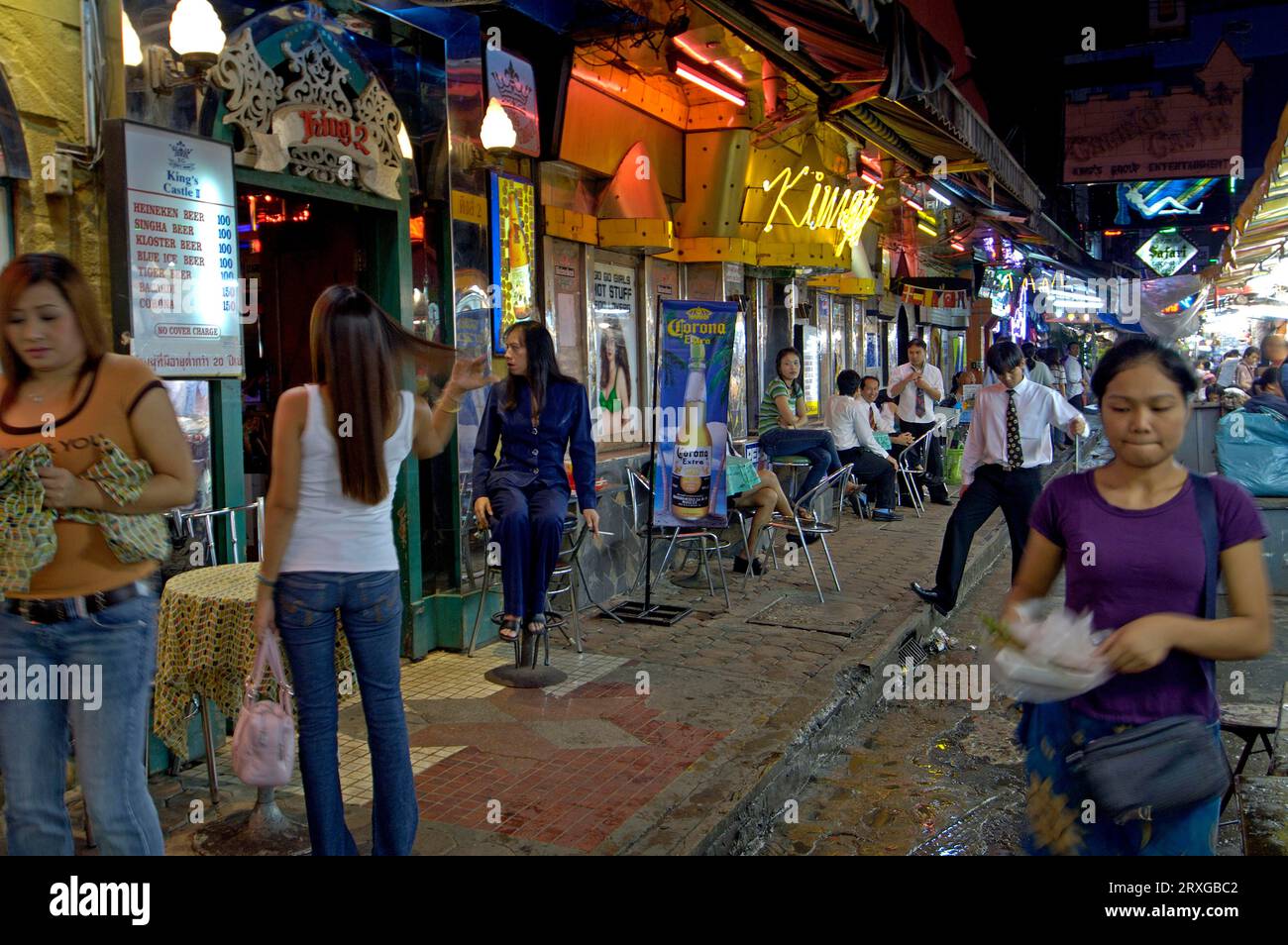 Street scene in the red-light district of Patpong, Bangkok, Thailand ...