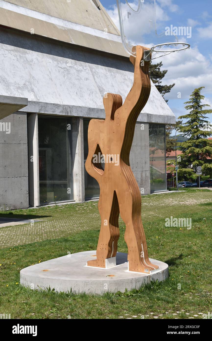 Laminated timber mannequin of Le Corbusier’s Modular Man, support for ...