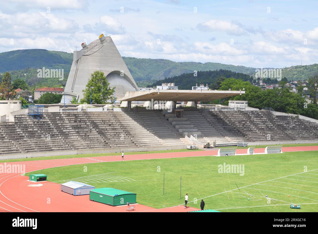The Church of St Pierre, and the sports stadium in Firminy, France ...
