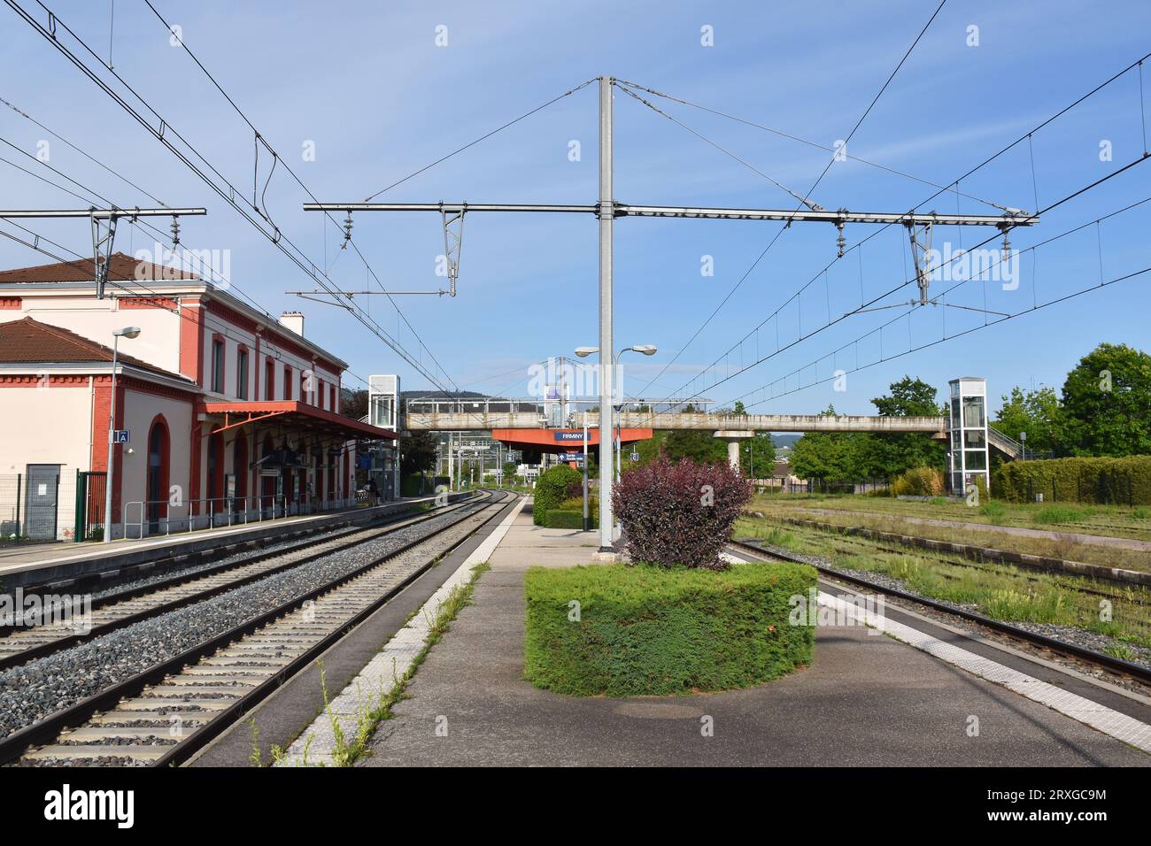 The platforms at Firminy SNCF station, looking westwards Stock Photo ...