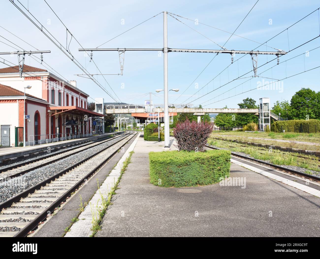 The platforms at Firminy SNCF station, looking westwards Stock Photo ...