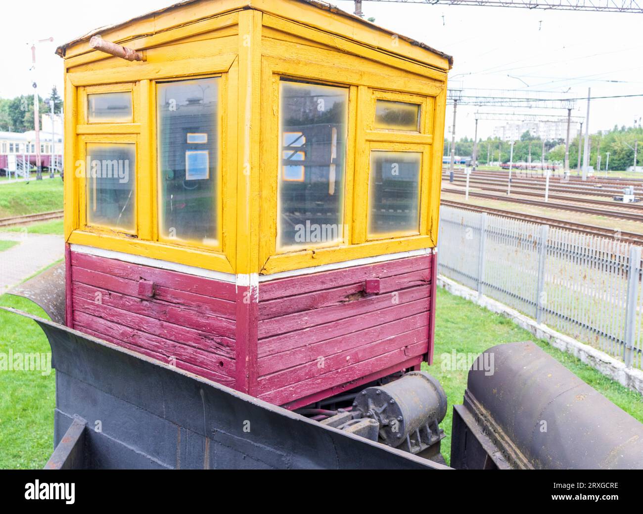 Shot of the vintage old construction train designed to remove the snow ...