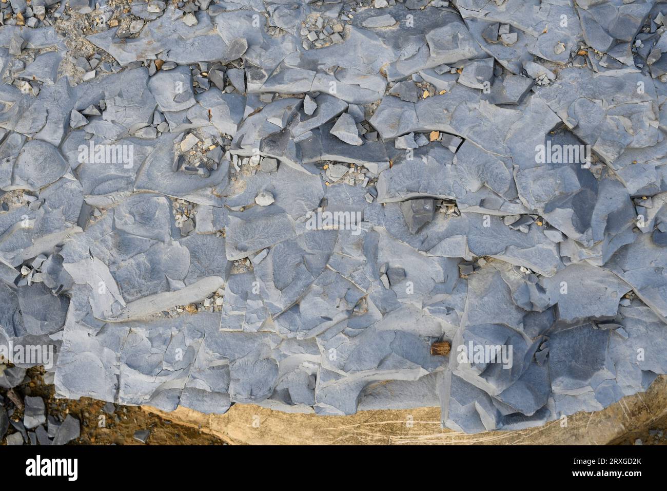 Limestone with conchoidal fracture. This photo was taken in Saint Jean ...
