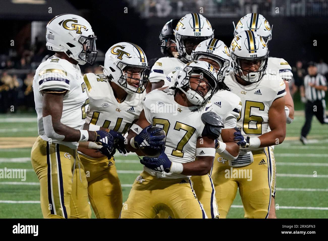 Georgia Tech defensive lineman Josh Robinson (27) celebrates after ...
